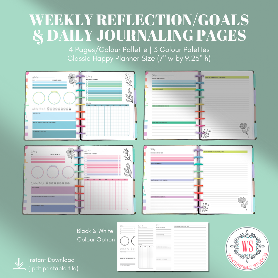 Weekly Reflection & Goals & Daily Journaling Printable Inserts ...