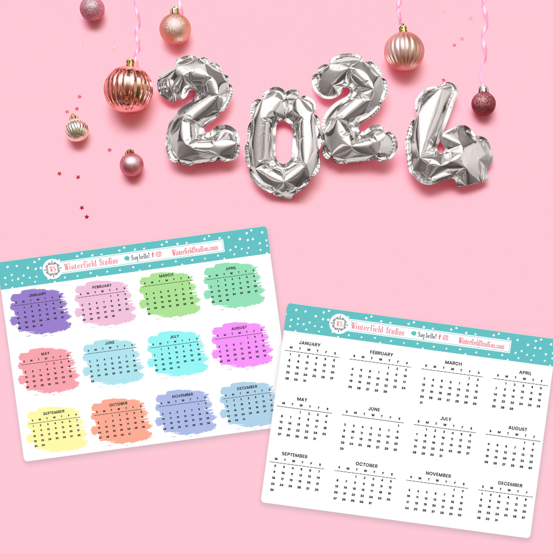 2024 Dated Mini Monthly Calendar Bullet Journal Stickers – Winterfield ...