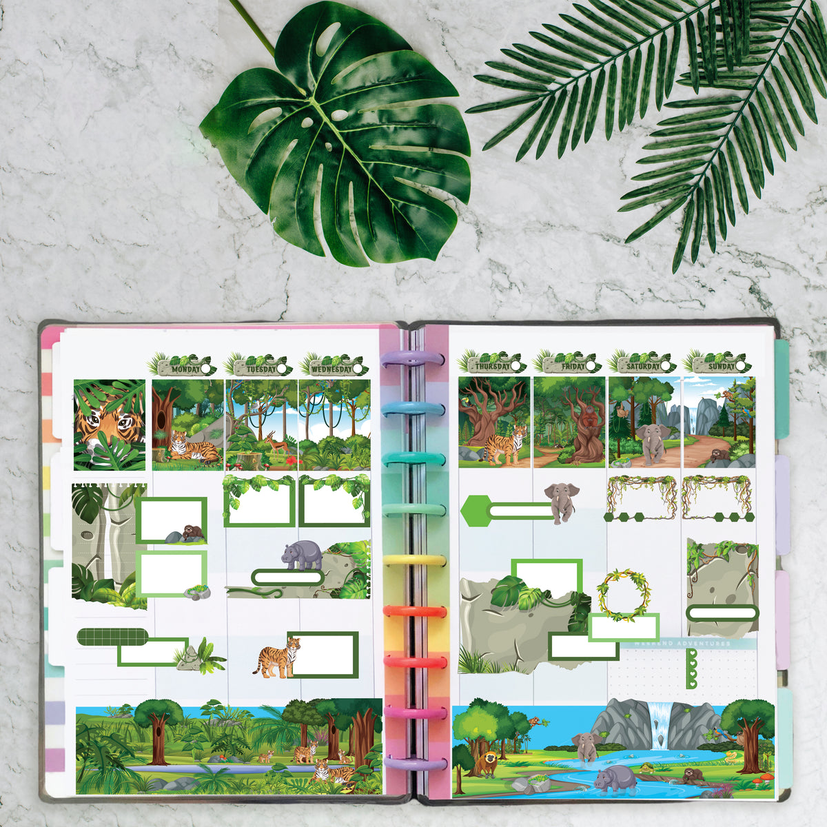 In The Jungle Scene Sticker Kit for Vertical Planners – Winterfield Studios