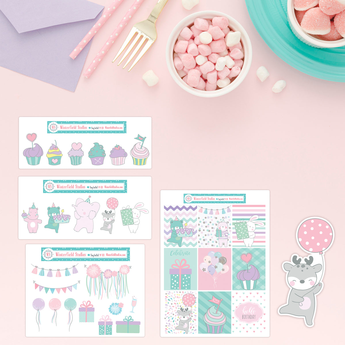 Pretty Pastel Birthday Party Planner Sticker Kit – Winterfield Studios