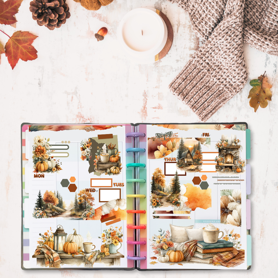 Seasons of Sips & Stories Autumn Scene Sticker Kit – Winterfield Studios