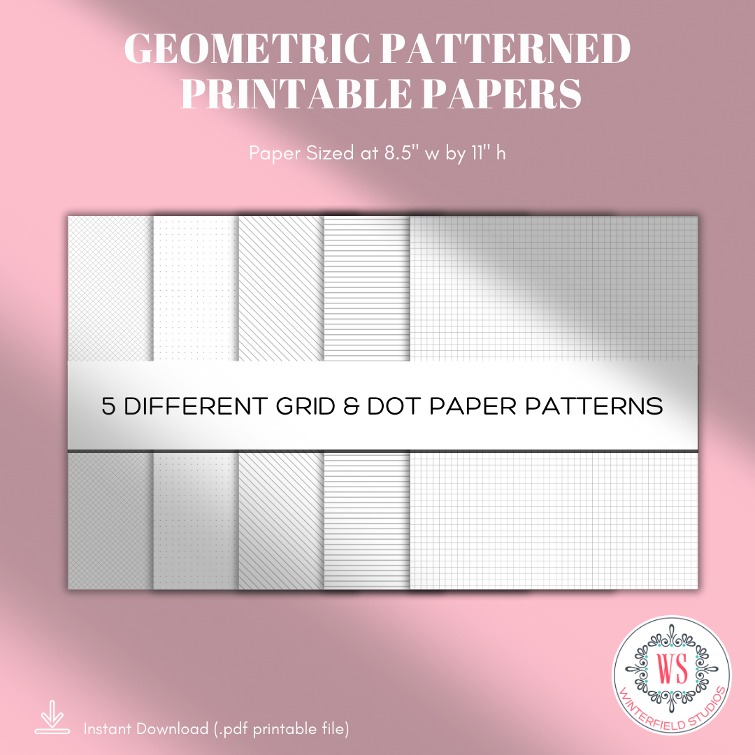 Geometric Pattered Printable Papers - 5 Different Black & White Patter ...