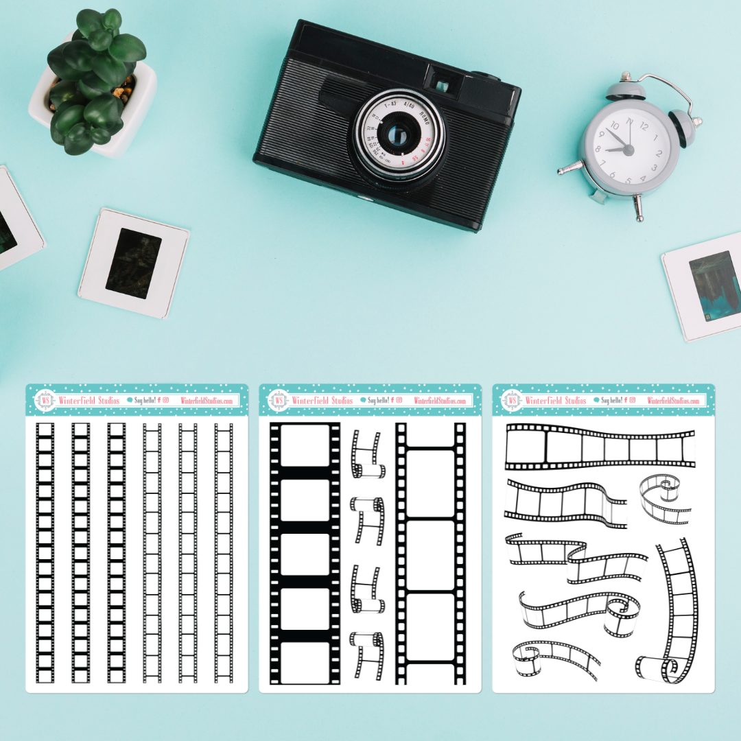 Photography Film Strip Art Deco Stickers for Journaling & Planning ...