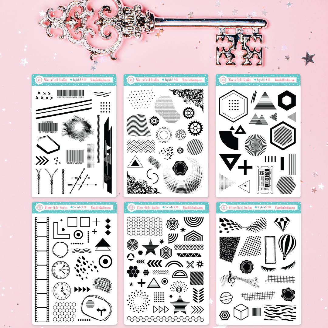 Geometric & Abstract Shapes & Layering Planner Stickers for Bullet Jou ...
