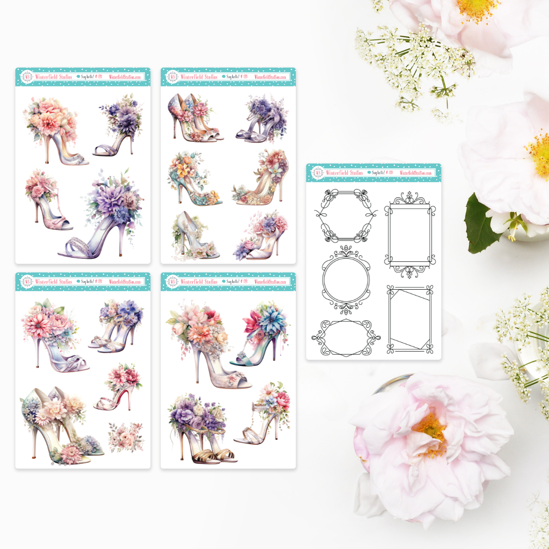 Fashion Floral High Heel Shoe Art Deco Planner Stickers – Winterfield ...