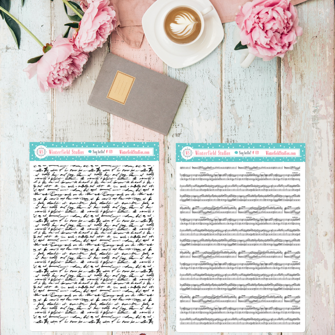 Handwriting & Musical Notes Full Page Layering Stickers – Winterfield ...