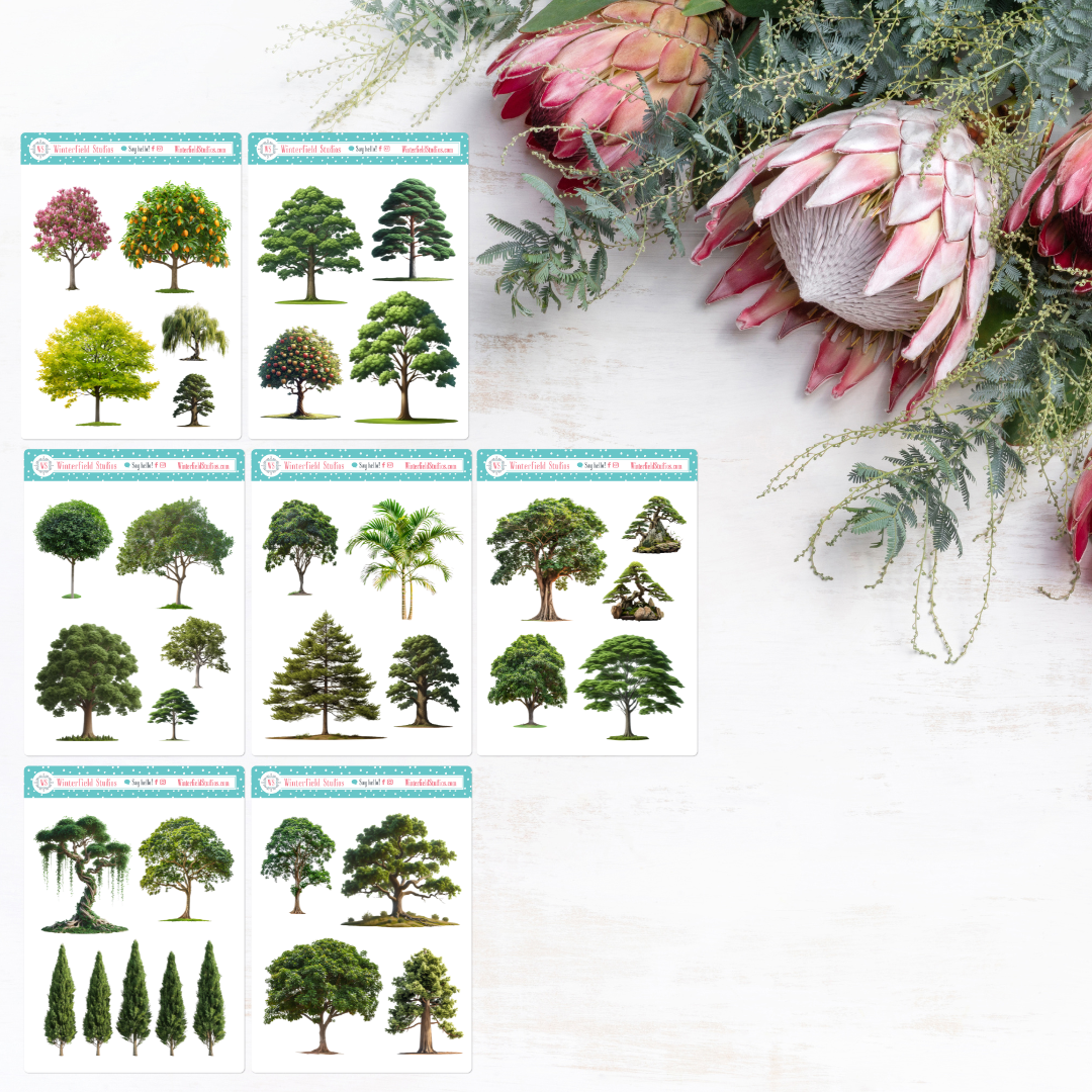 Summer Tree & Shrub Stickers for Decorative Planning – Winterfield Studios