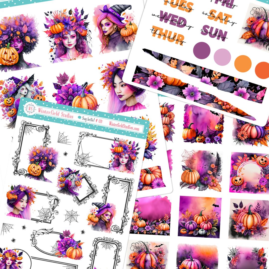 Witch's Spell Halloween Planner Scene Sticker Kit – Winterfield Studios