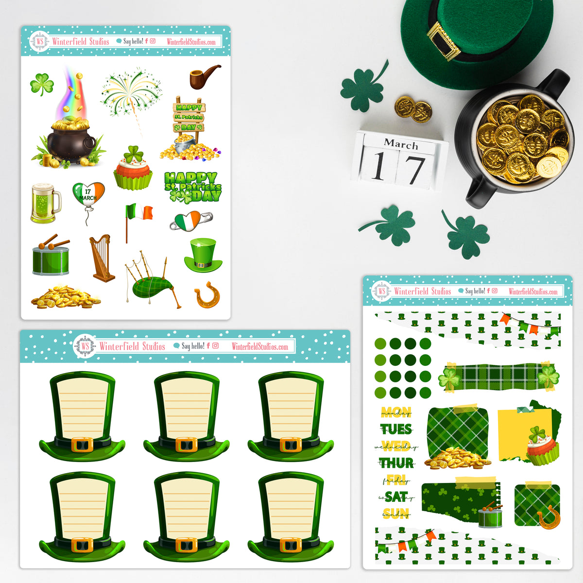 40 Shades of Green St. Patrick's Day Bullet Journal Sticker Kit ...