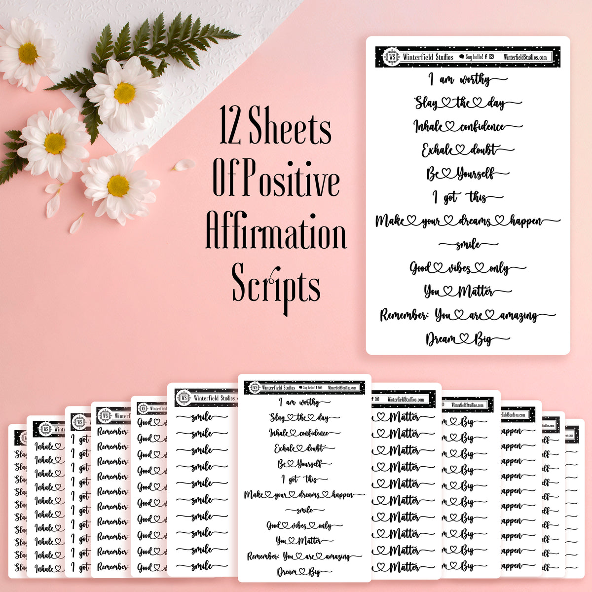 Positive Affirmation Foiled Planner Script Stickers – Winterfield Studios