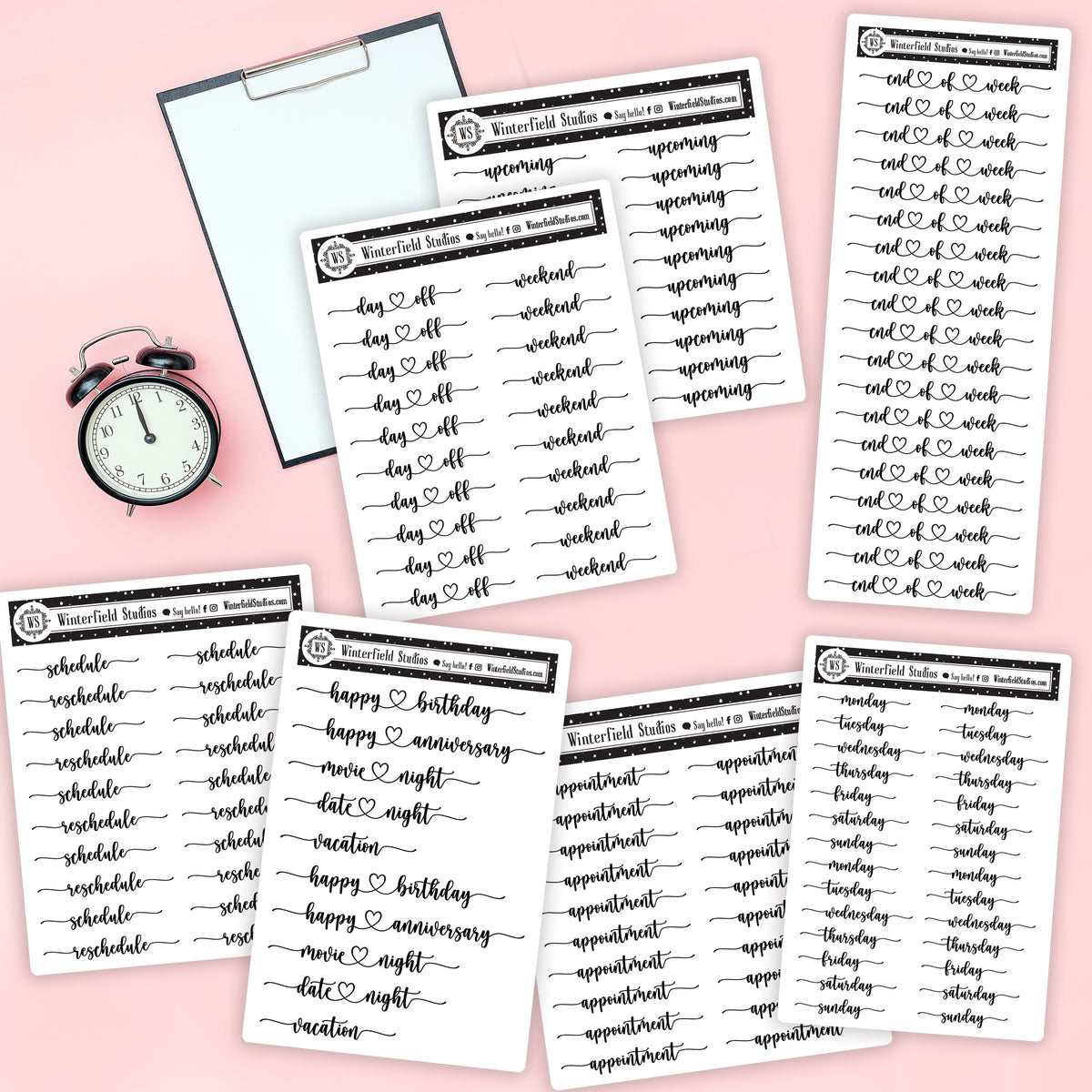 Schedule & Planning Foil Script Stickers – Winterfield Studios