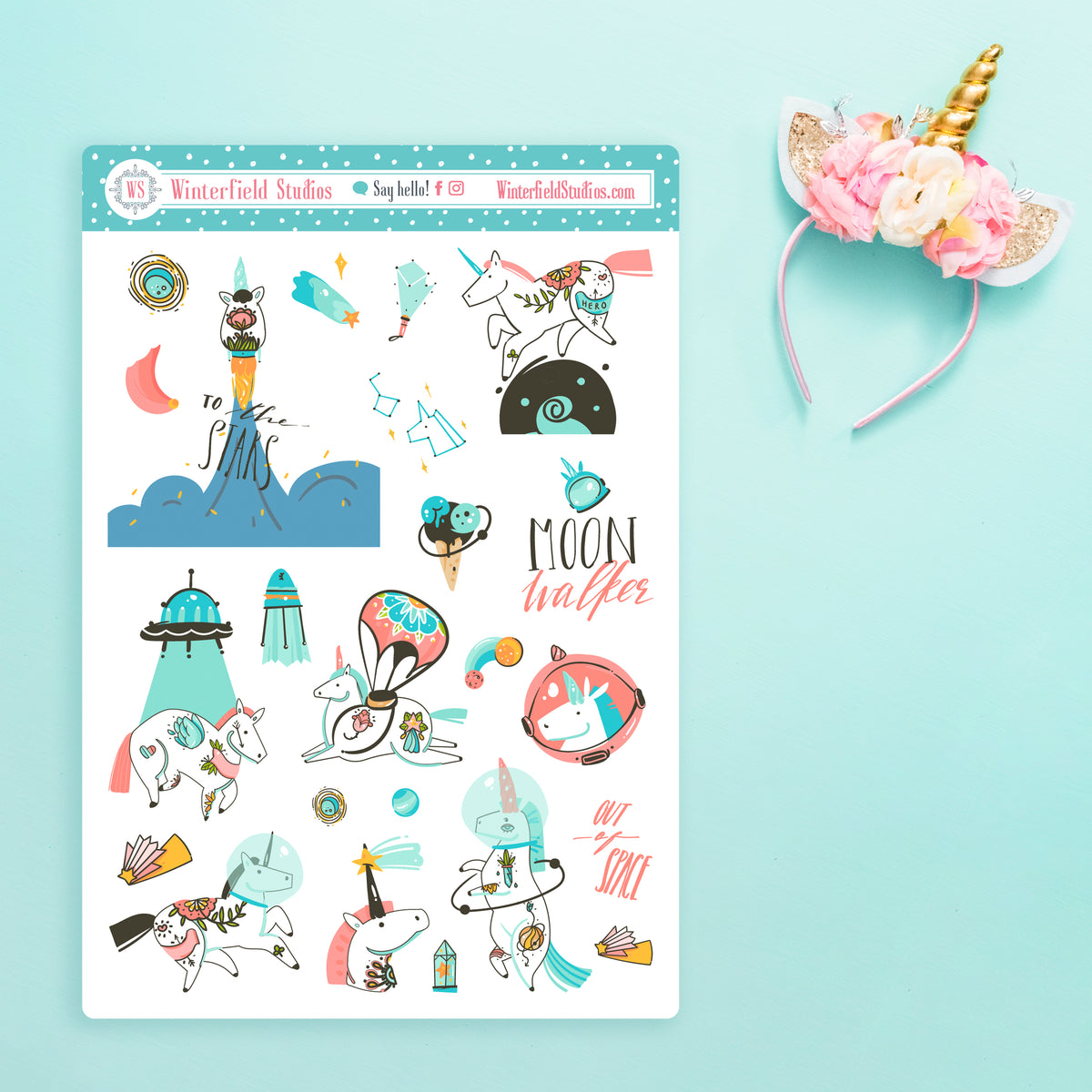 Unicorns In Space Bullet Journal Sticker Kit – Winterfield Studios