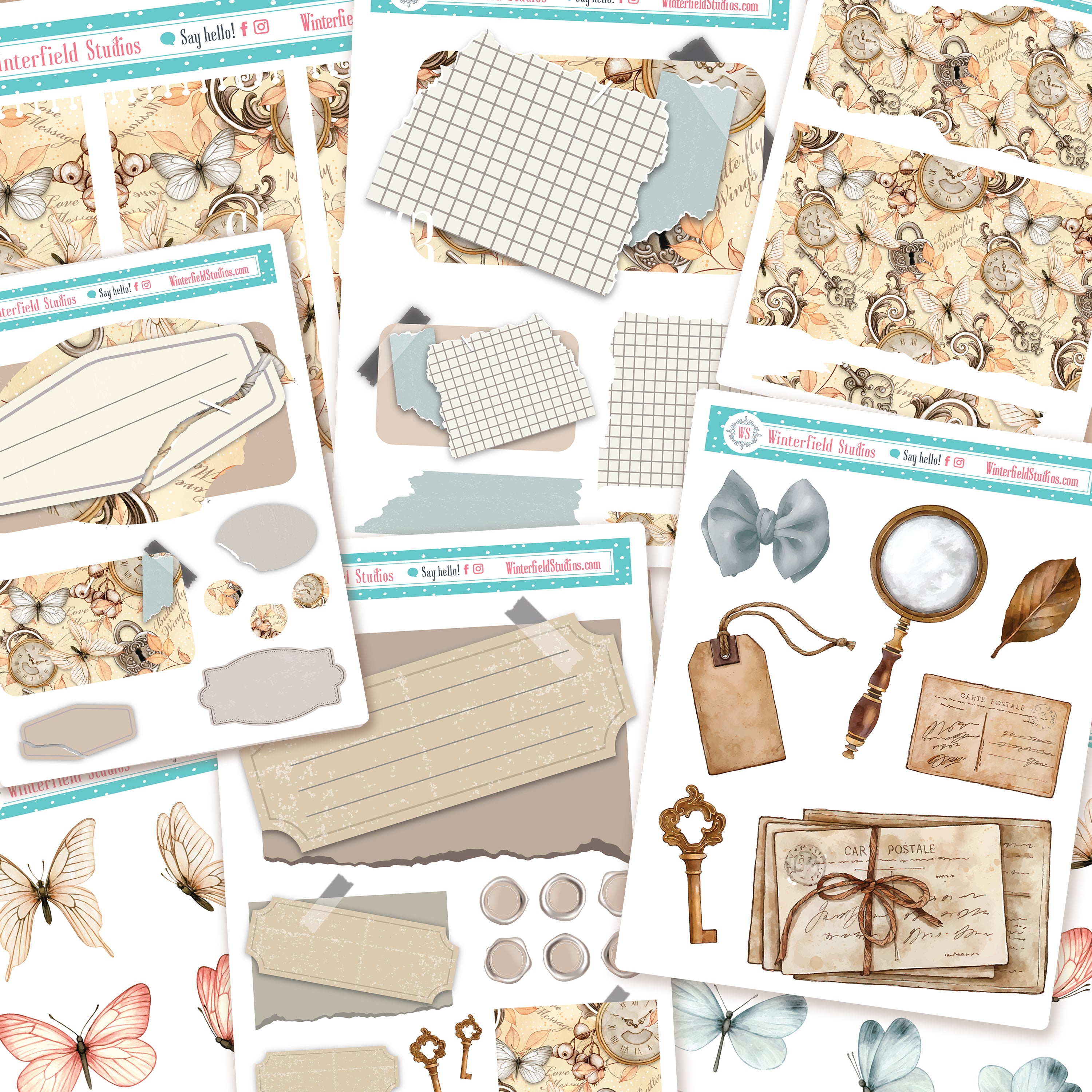 Torn Paper Ephemera Bullet Journal Sticker Kit – Winterfield Studios