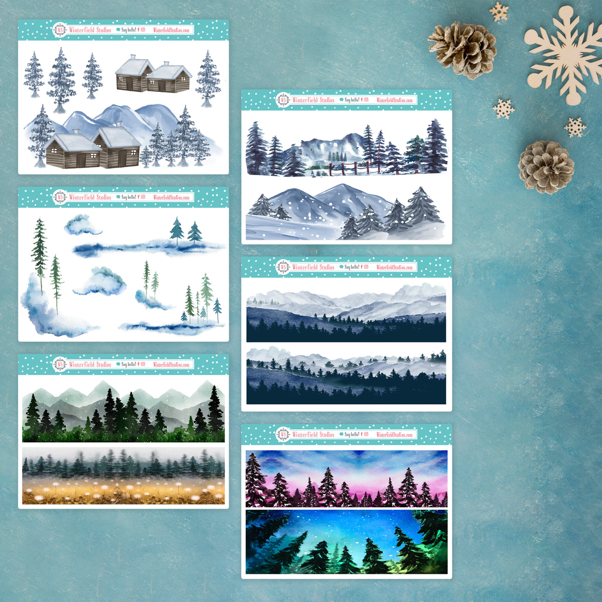Winter Watercolour Nature Washi Scenes - Decorative Planner Stickers ...