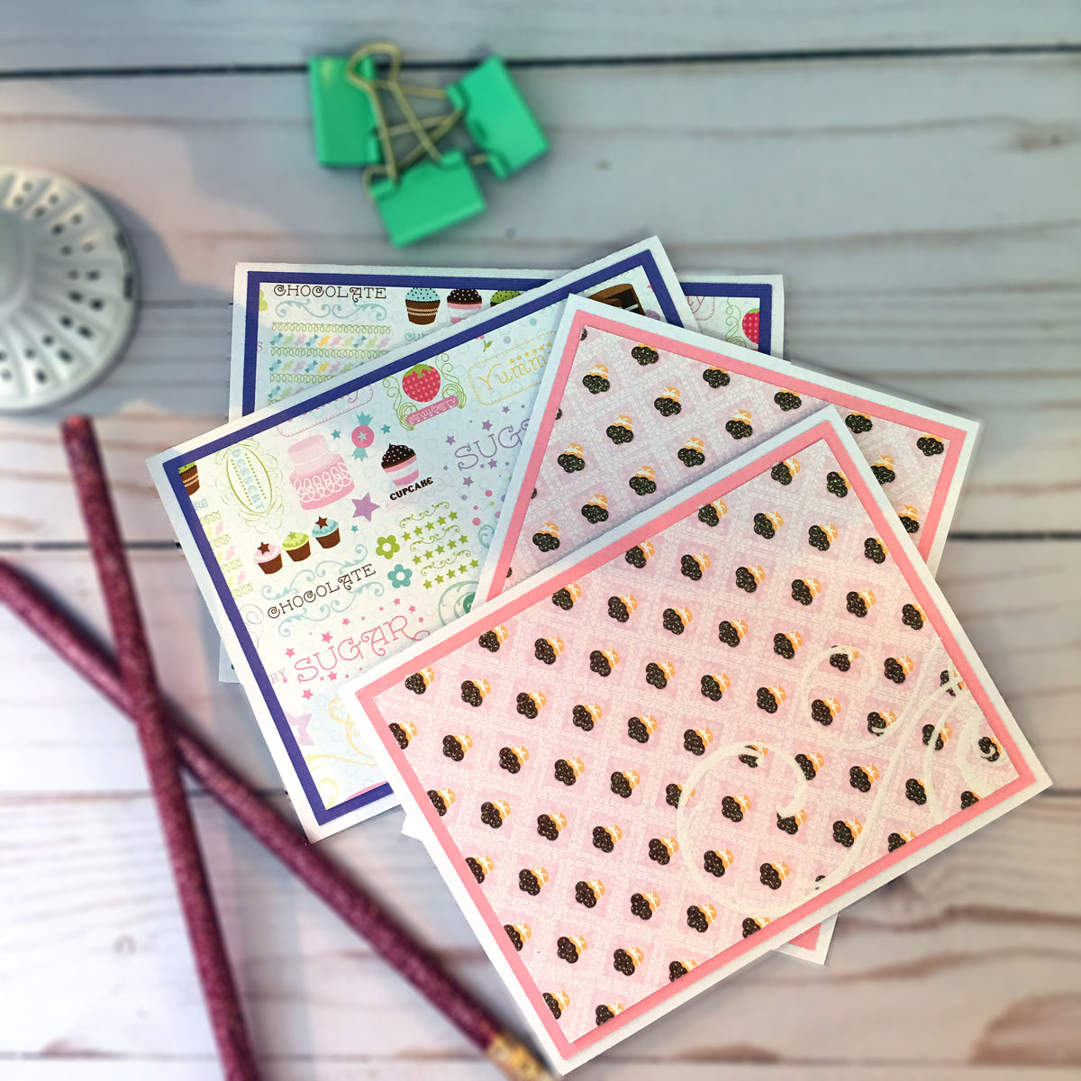 Note Cards Set of 4 - Handmade Note Cards & Note Stationary - Note Gre ...